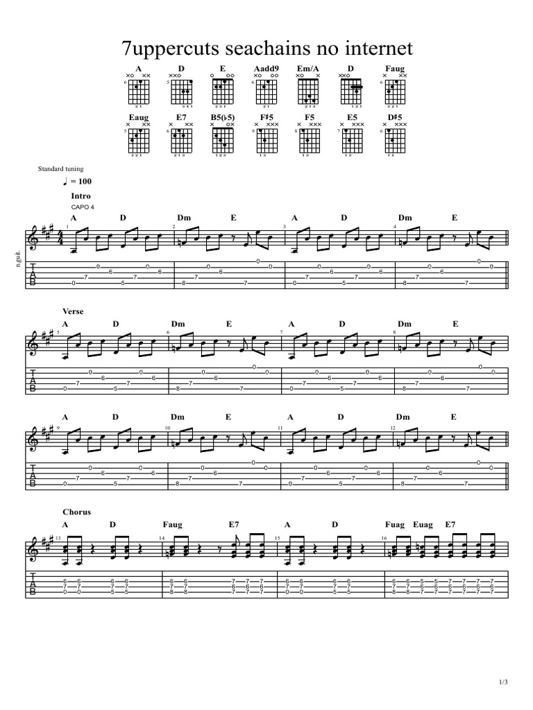 7uppercuts Seachains No Internet Tab Guitar | PDF