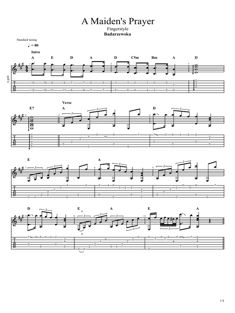 A Maiden's Prayer Fingerstyle | PDF