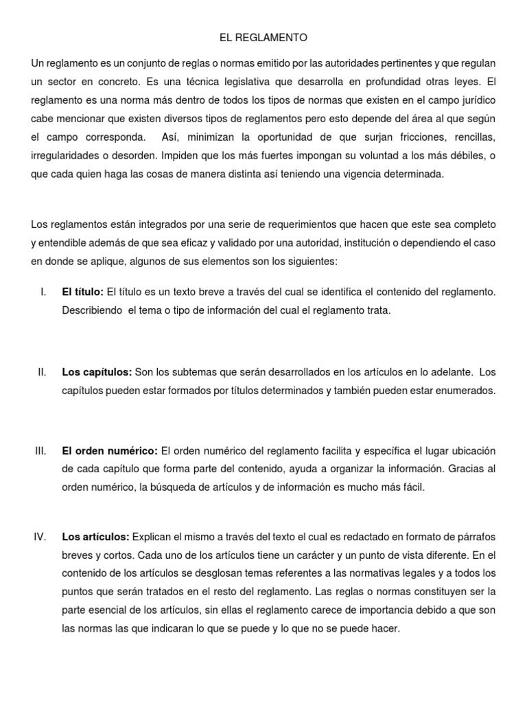 El Reglamento | Descargar gratis PDF | Regulación | Constitución