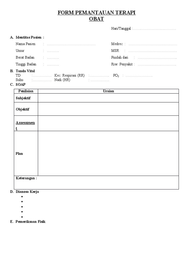 Form Pemantauan Terapi Obat | PDF | Sains & Matematika