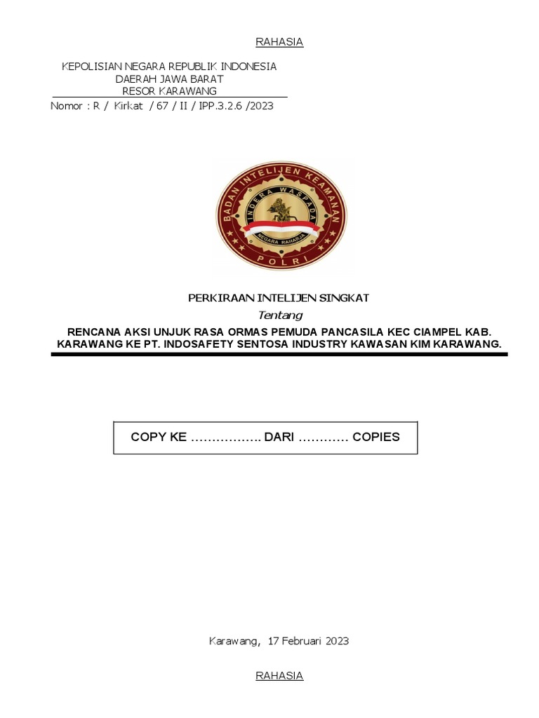KIRKAT Rencana Aksi Unjuk Rasa Ormas Pemuda Pancasila Kec Ciampel Kab ...