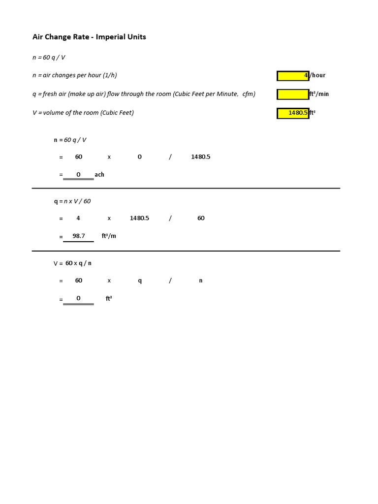Air Change Rate Calculation Guide | PDF