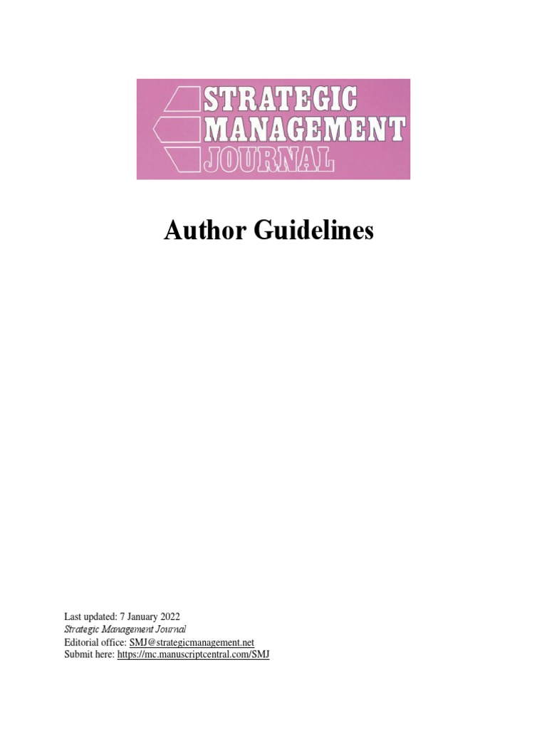 SMJ Author Instructions January 2022 | PDF | Statistics | Citation