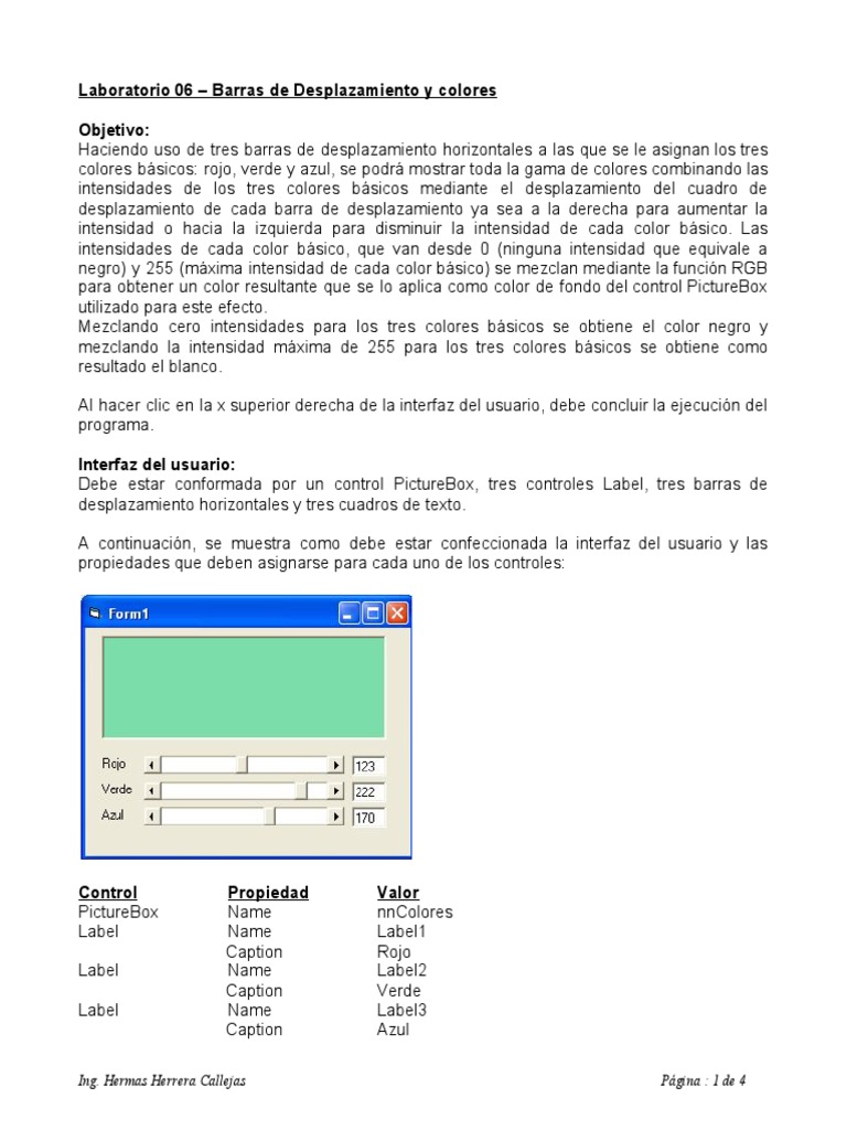Lab 06 Barras de Desplazamiento | PDF | Color | Procesamiento de imágenes