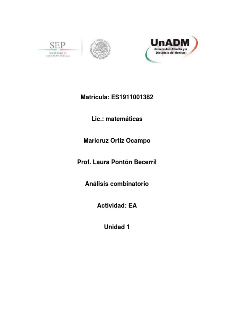 Maco U1 Ea Maoo | PDF | Matemáticas | Matemáticas discretas