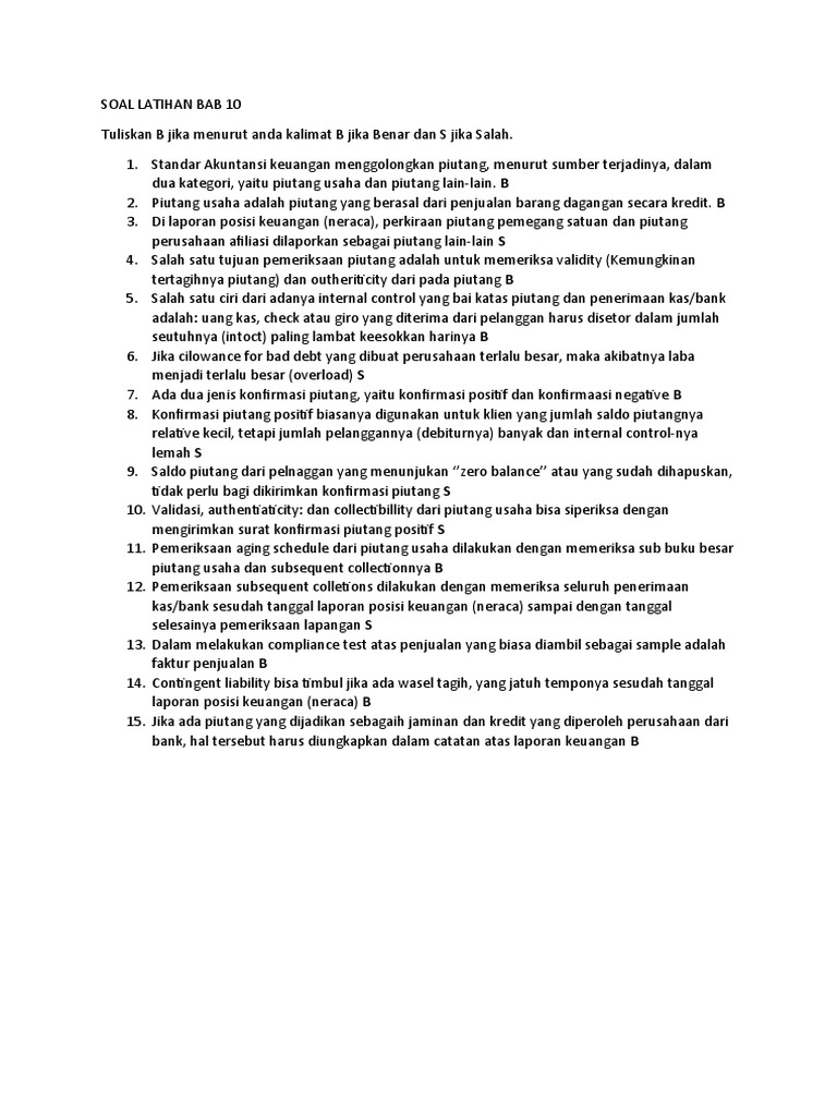 Latihan Soal Audit | PDF