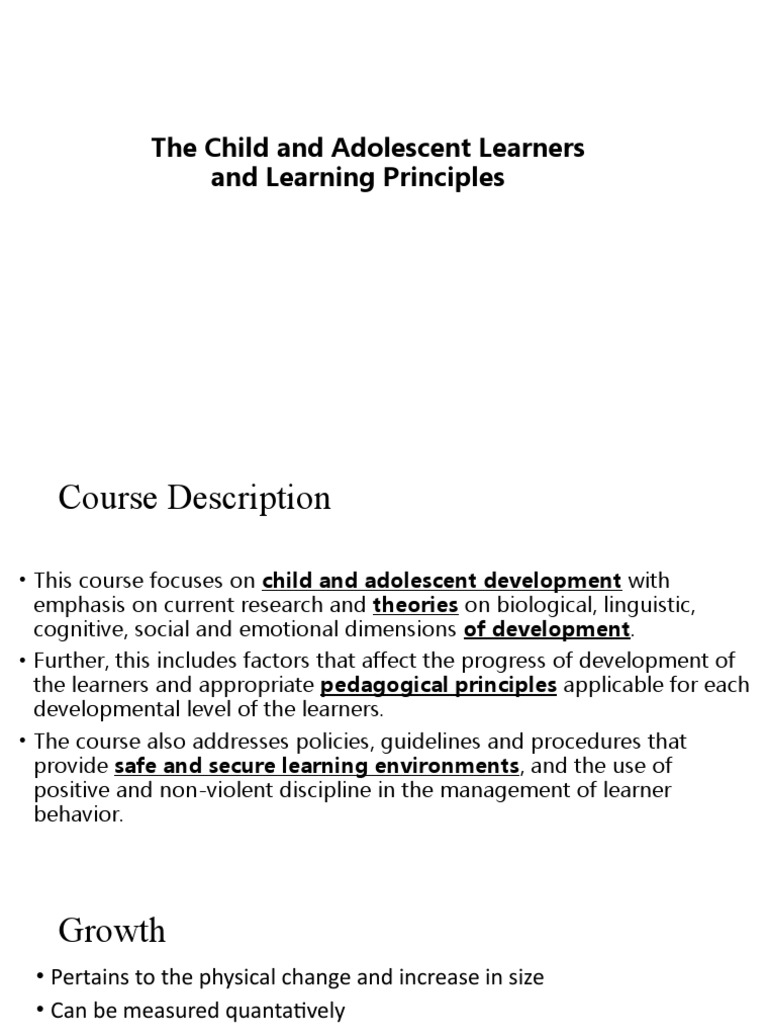 Child and Adolescent Development and Learning Principles | PDF ...