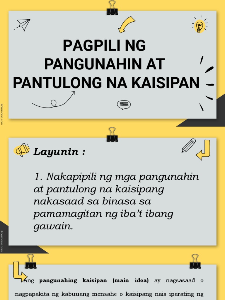 Pangunahin at Pantulong Na Kaisipan | PDF