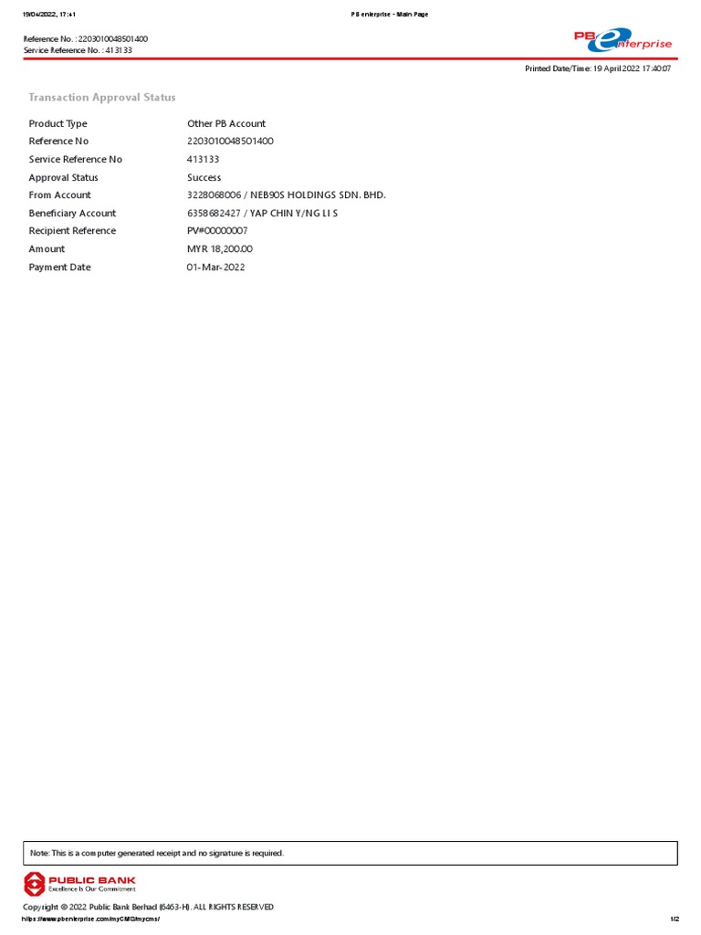 Chan Meng Kee Signature SDB BHD Advance Payment Deposit PDF | PDF