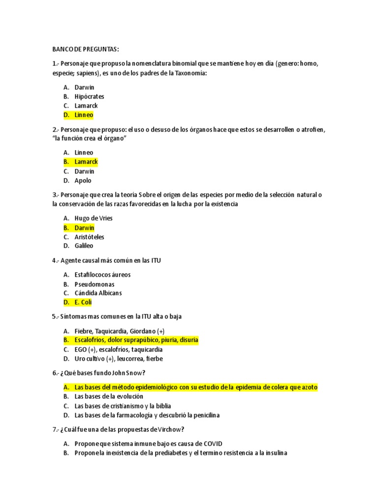 Banco de Preguntas | PDF | Hipertensión | Infección