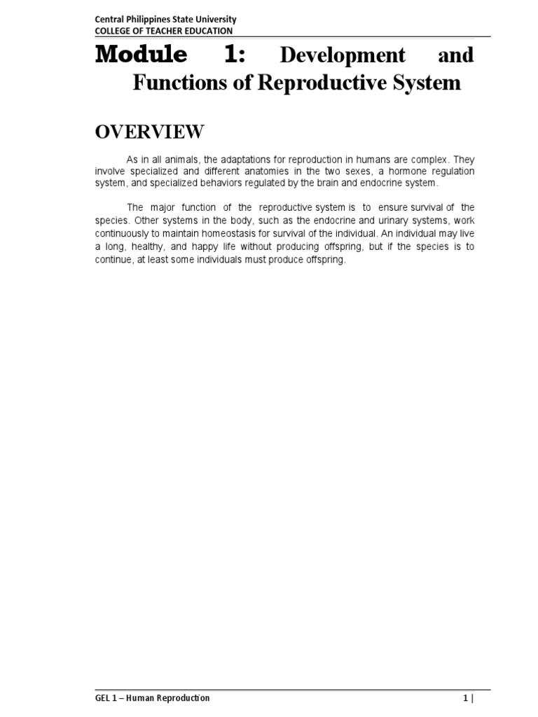 Human Reproduction Module 1 - Development and Function of Reproductive System | PDF ...