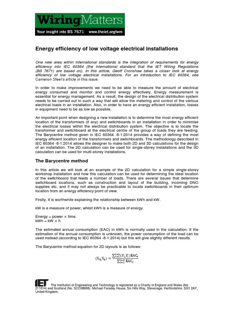 Determining the Optimal Location of Electrical Equipment for Energy Efficiency Using the ...