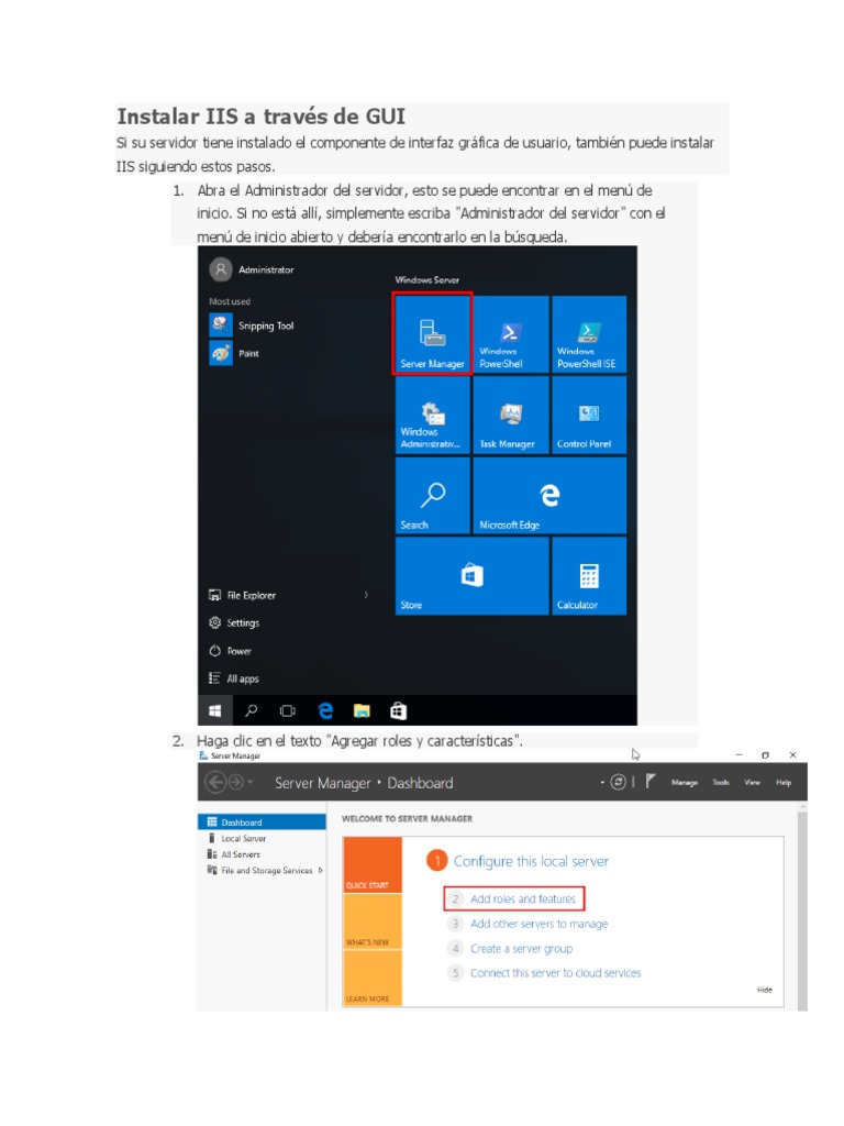 Instalar IIS en Windows Server GUI | PDF | Servidor web | Internet y web