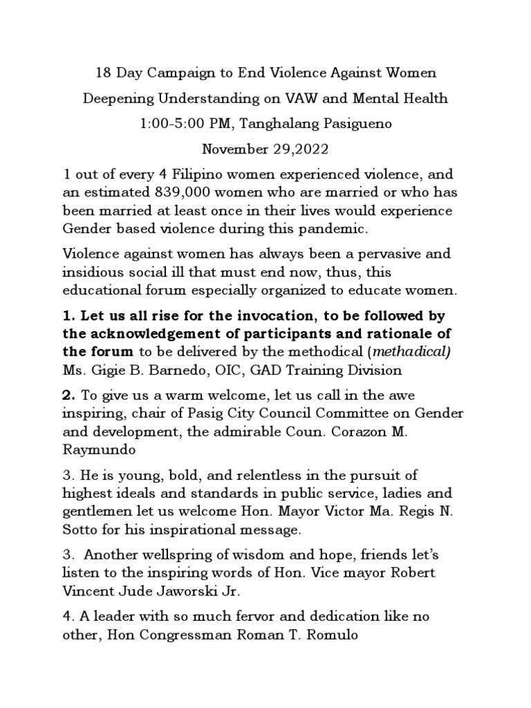 VERON VAW Script | PDF | Domestic Violence | Violence Against Women