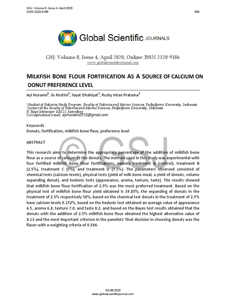 Milkfish - Bone - Flour - Fortification - As - A - Source - of Calcium ...