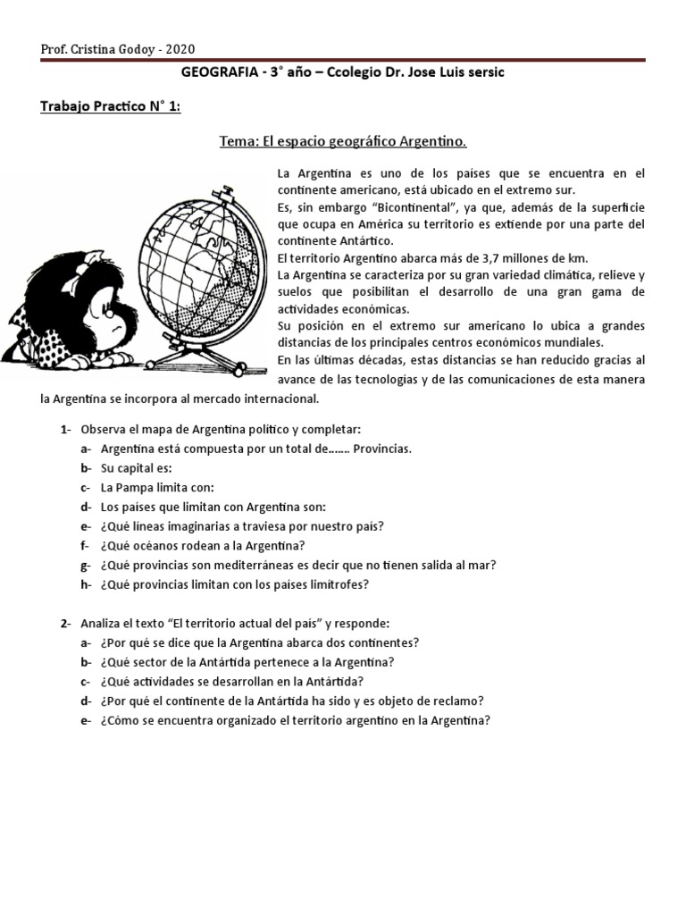 Geo 3 Año TP 1 | Descargar gratis PDF | Argentina | Américas