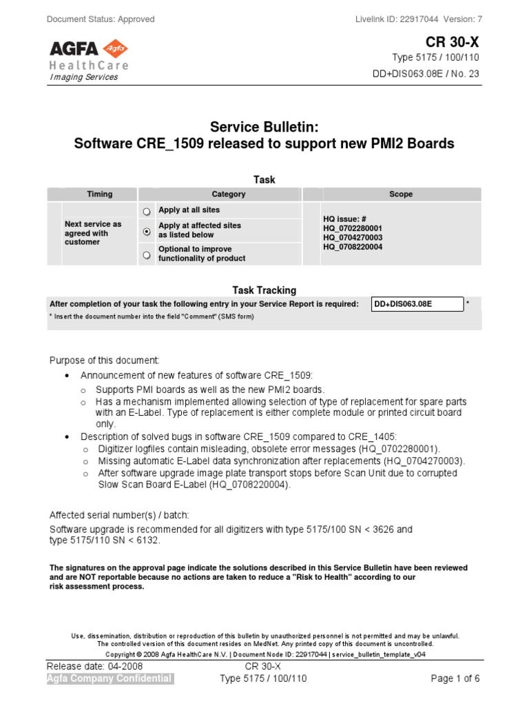 CR 30-X - Service Bulletin No. 23 - Software CRE - 1509 Released To ...