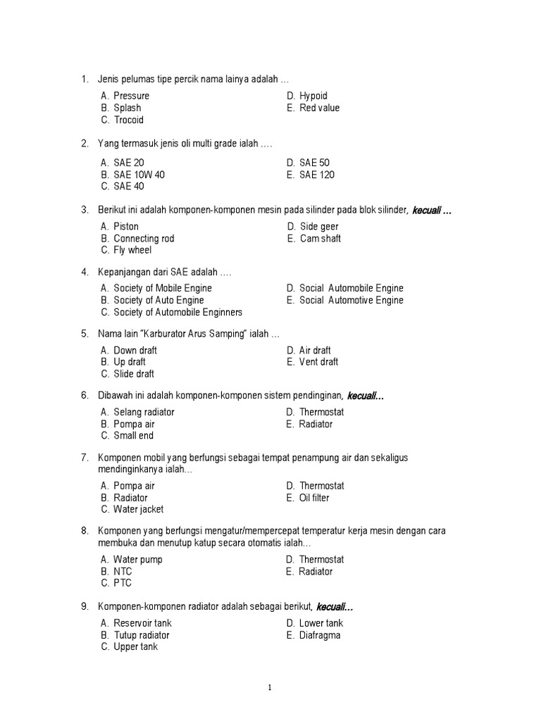 Contoh Latihan Soal Obyektif | PDF