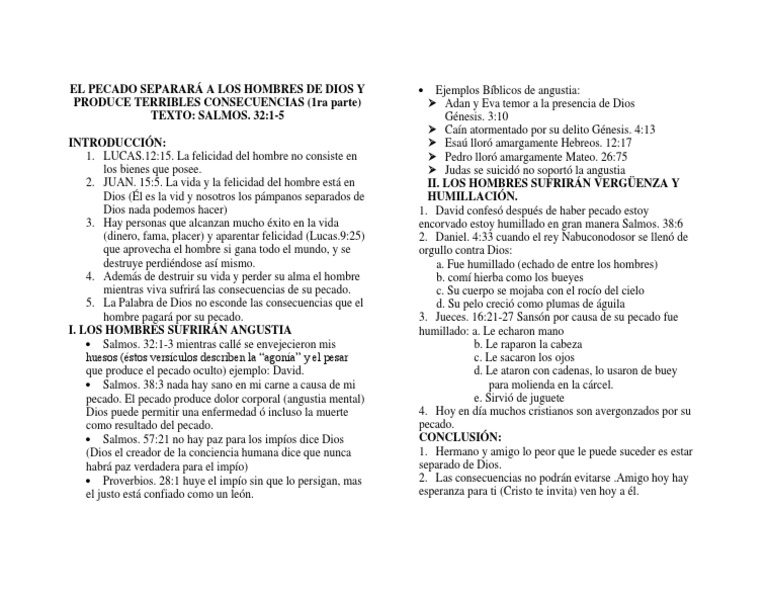 El Pecado Separará A Los Hombres de Dios y Produce Terribles | PDF | Pecado | Creencia religiosa ...