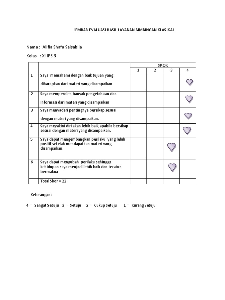 Evaluasi Bimbingan Klasikal | PDF
