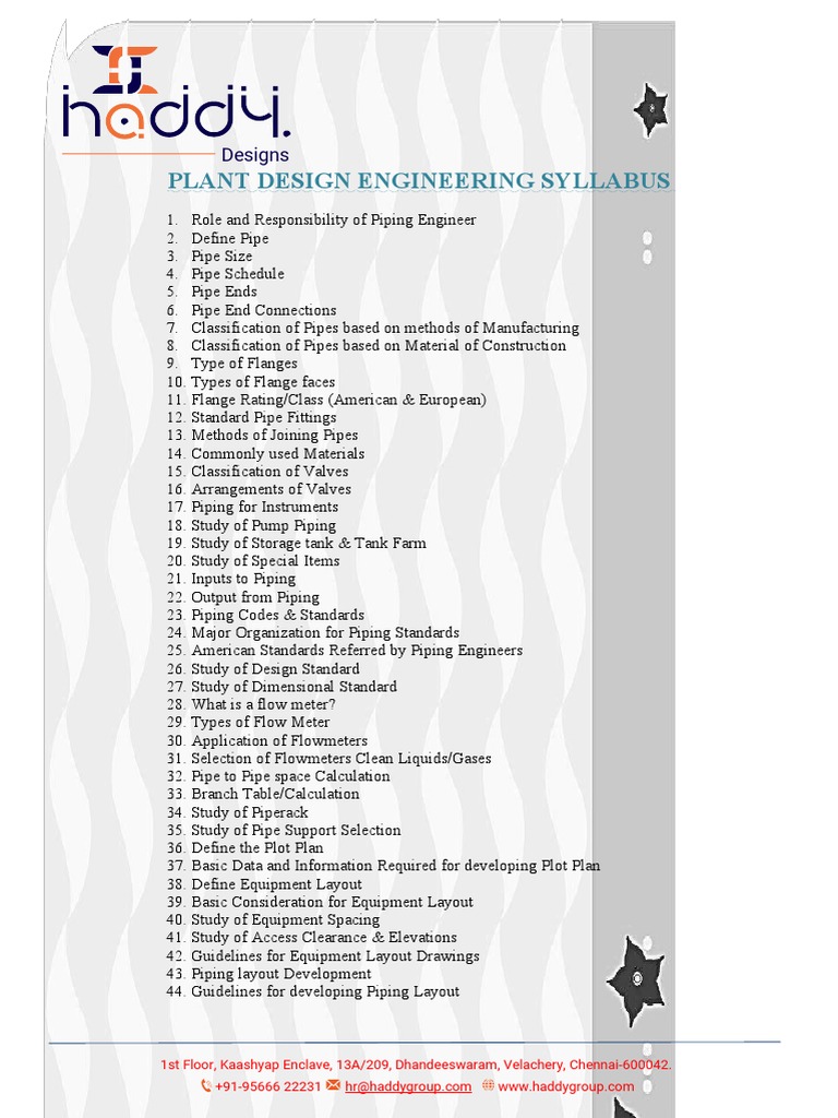 Piping Engineering Design Syllabus | PDF