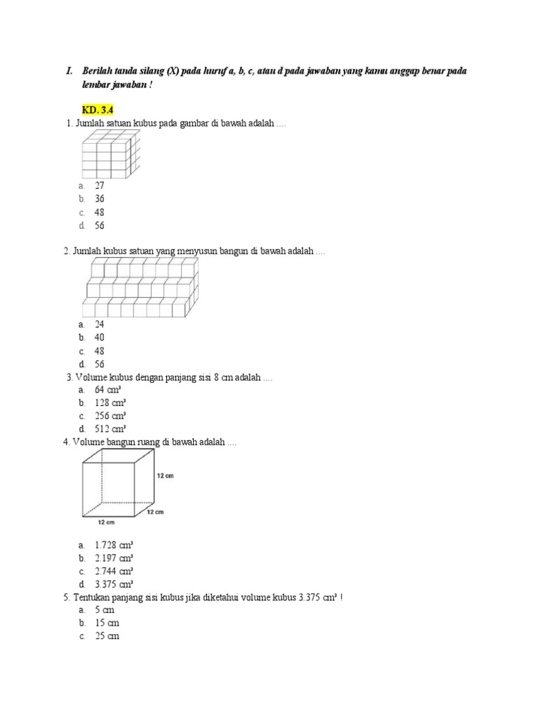 Soal PTS 2 MTK Kelas 5 K13 | PDF