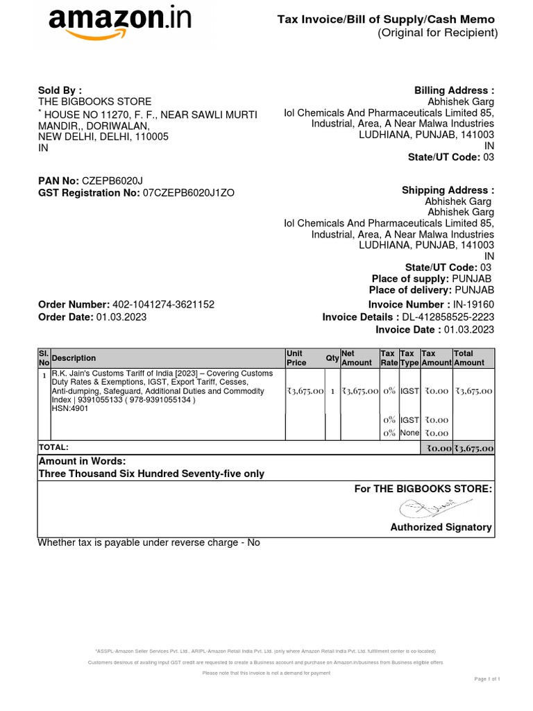 Invoice - Book RK Jain | PDF | Invoice | Economies