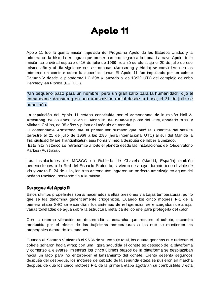 Investigacion de Un Hecho Historico | PDF | Apolo 11 | Programa Apolo