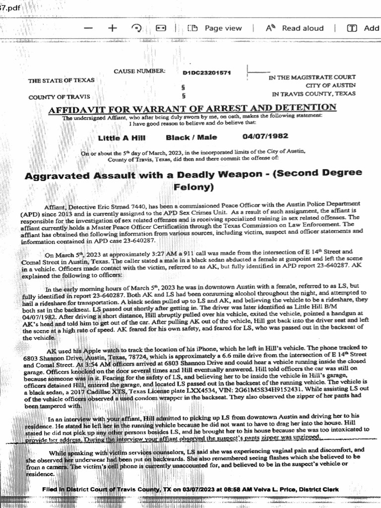 Little Abe Hill Aggravated Assault With Deadly Weapon and Kidnapping | PDF