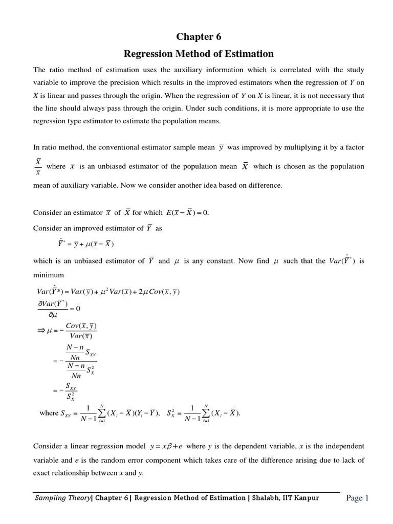 Chapter6 Sampling Regression Method Estimation PDF | PDF | Linear Regression | Regression Analysis