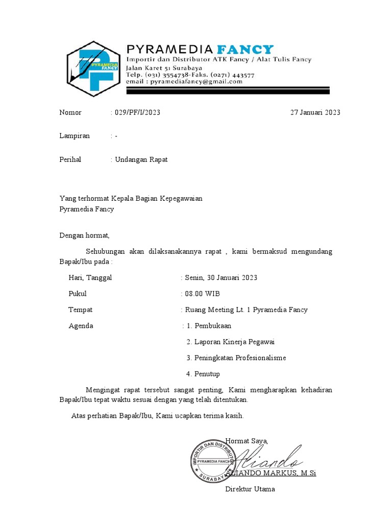 UJIKOM Surat Undangan Rapat | PDF