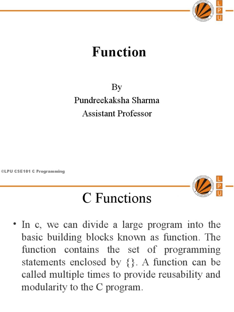 CSE101 Function | PDF | Parameter (Computer Programming) | Programming Paradigms