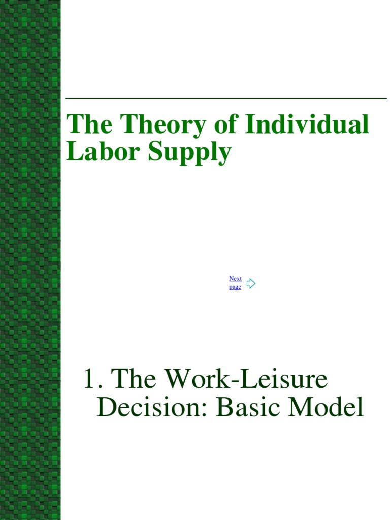 Work-Leisure Decision Model Analysis | PDF | Labour Economics ...