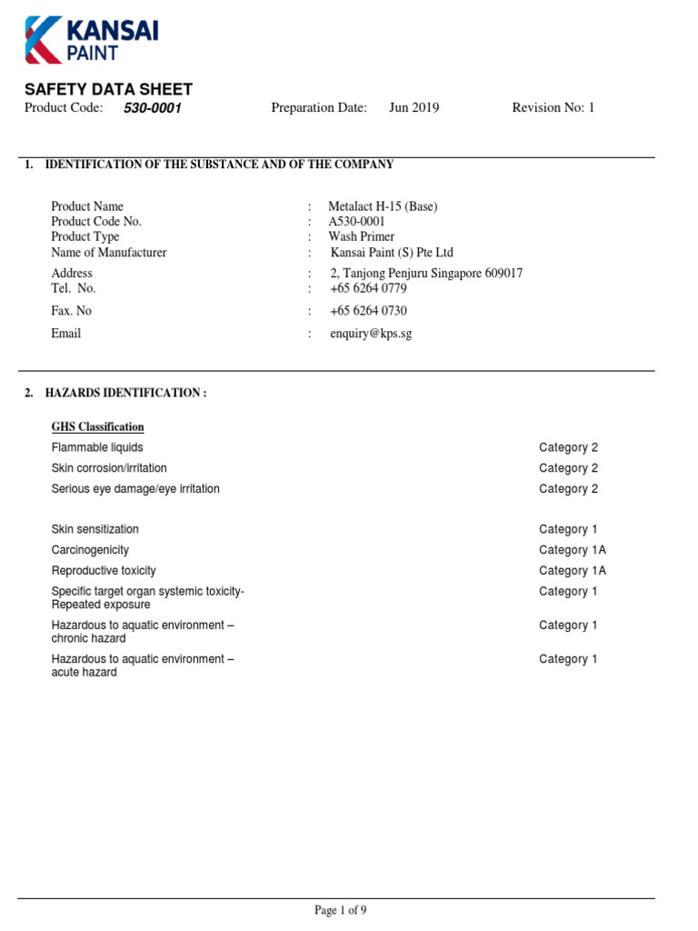 MSDS Cat Kansai | Download Free PDF | Physical Sciences | Safety