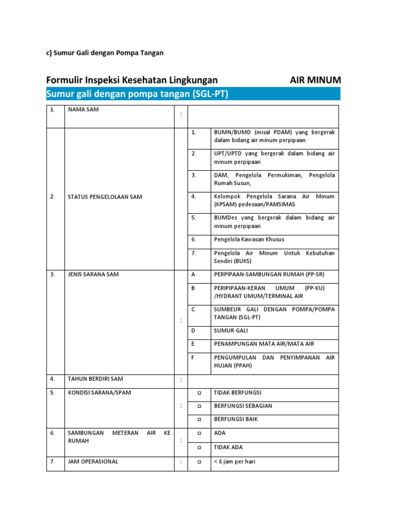 C. Ikl Sumur Gali Dengan Pompa Pompa Tangan (SGL PT) | PDF