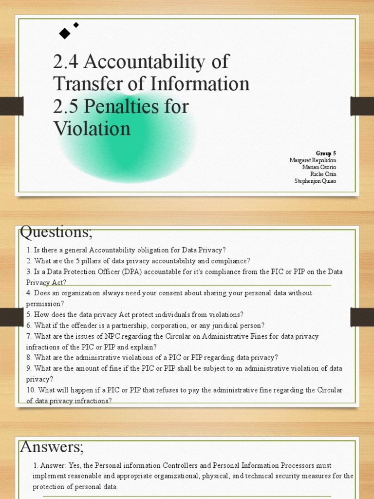 Accountability of Transfer of Information & Penalties For Violation ...