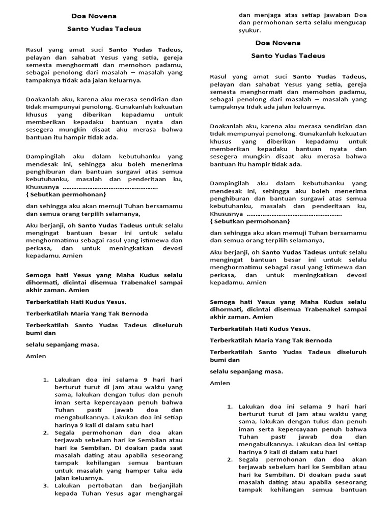 Doa Novena Santo Yudas Tadeus | PDF