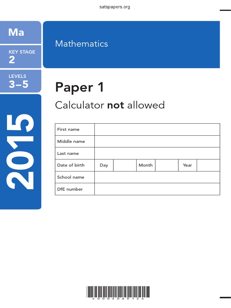 2015 KS2 L3-5 Mathematics Paper1 PDFA PDF | PDF 2015 KS2 L3-5 Mathematics Paper1 PDFA PDF | PDF