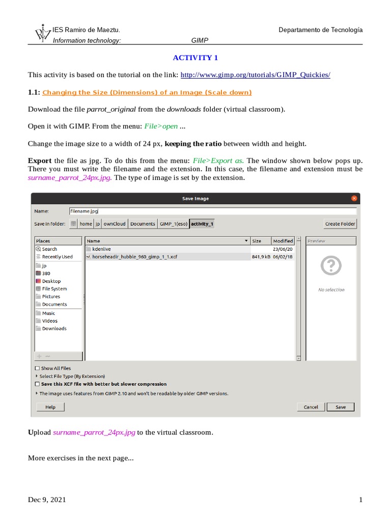 GIMP Exercise 1 | PDF | Computer File | System Software