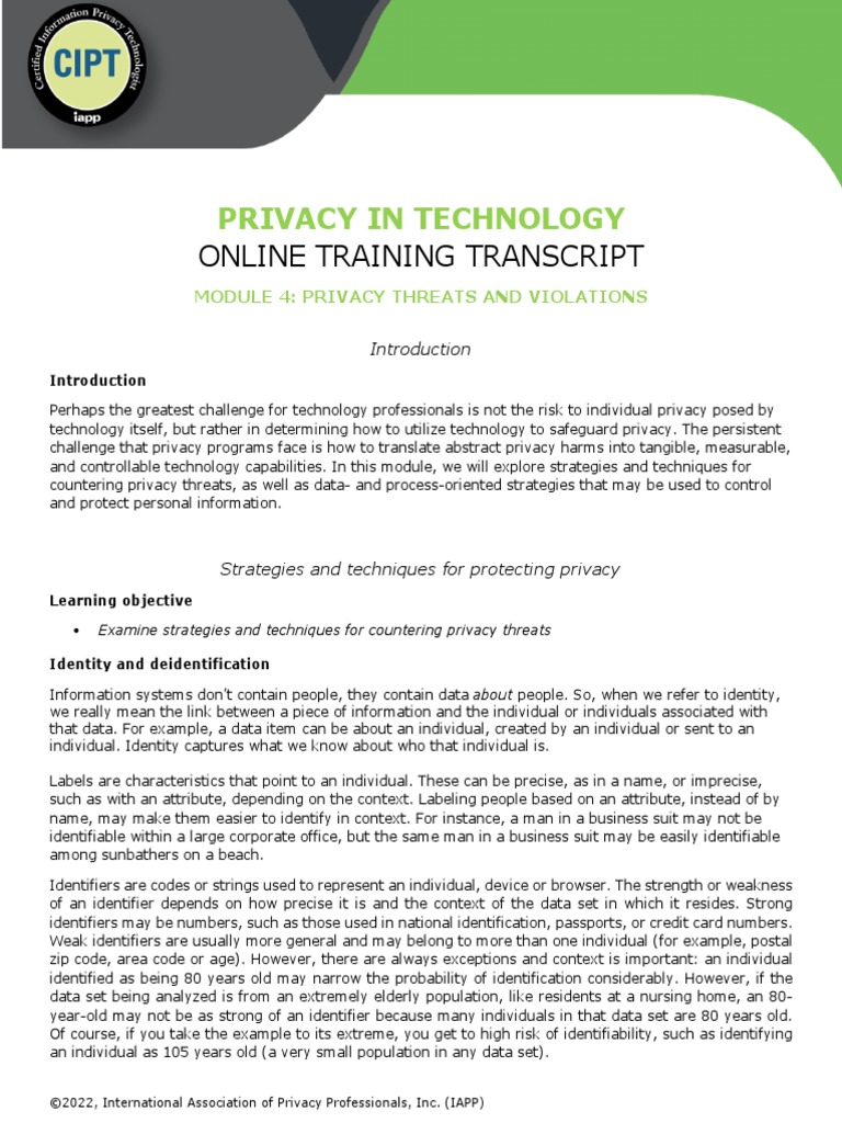 CIPT Onl Mod4Transcript PDF | PDF | Public Key Cryptography | Encryption