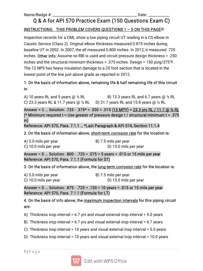 API 570 Exam C (150 Q&A) PDF | PDF