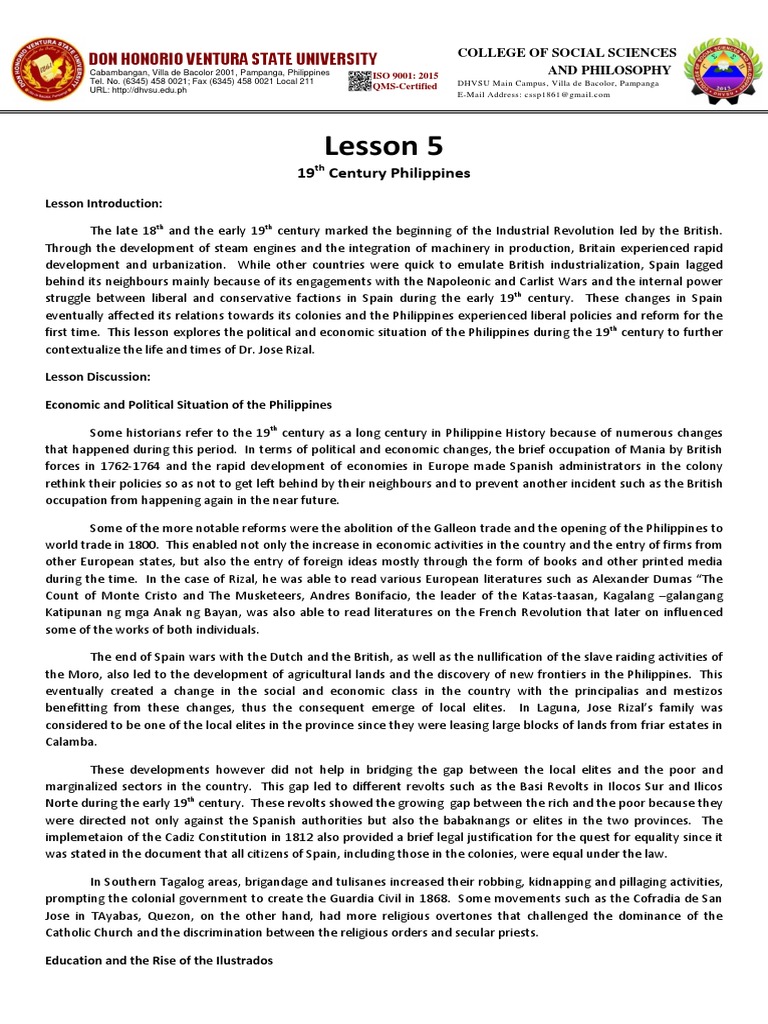 Lesson 5: Don Honorio Ventura State University | PDF | Philippines
