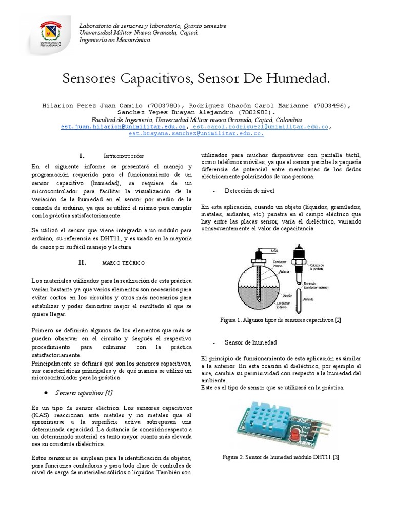 Informe #4 - Sensores Capacitivos | PDF | Ciencias fisicas | Ingenieria Eléctrica