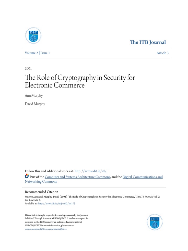 The Role of Cryptography in Security For Electronic Commerce | PDF ...