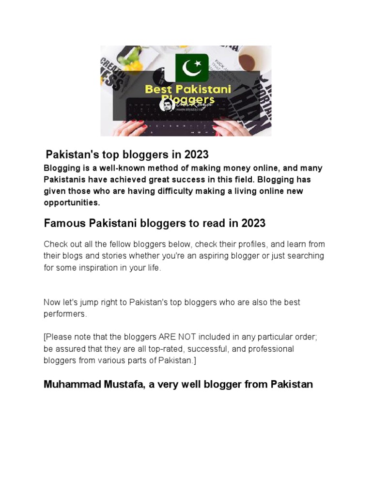 Top Pakistani Bloggers 2023 | PDF | Blog | Pakistan