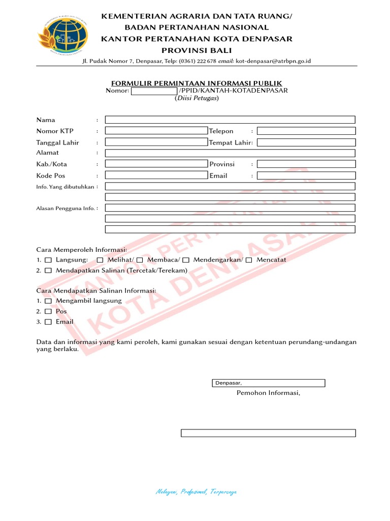 Form Permintaan Informasi Ppid | PDF | Hukum