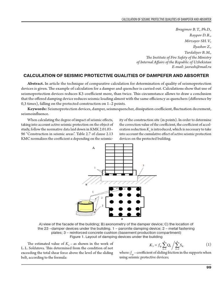 Analysis of the Seismic Protection Qualities of Damping Devices and Absorbers Based on ...