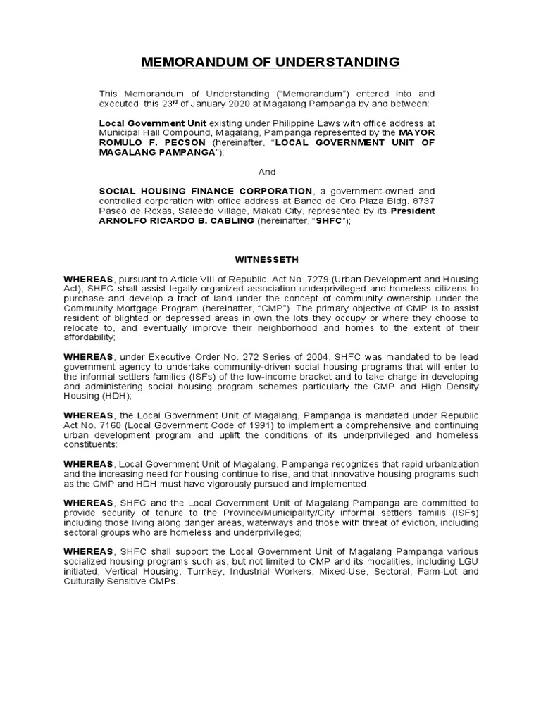 Memorandum of Understanding | PDF | Justice | Crime & Violence