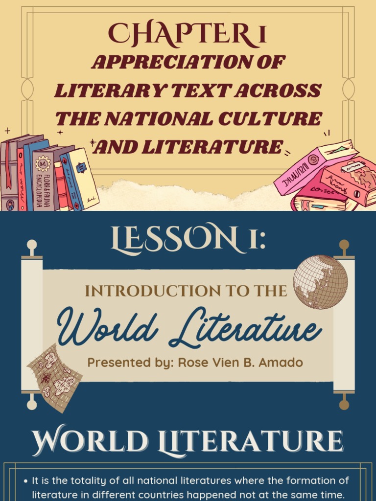APPRECIATION OF LITERARY TEXT ACROSS THE NATIONAL CULTURE AND LITERATURE - Introduction To The ...