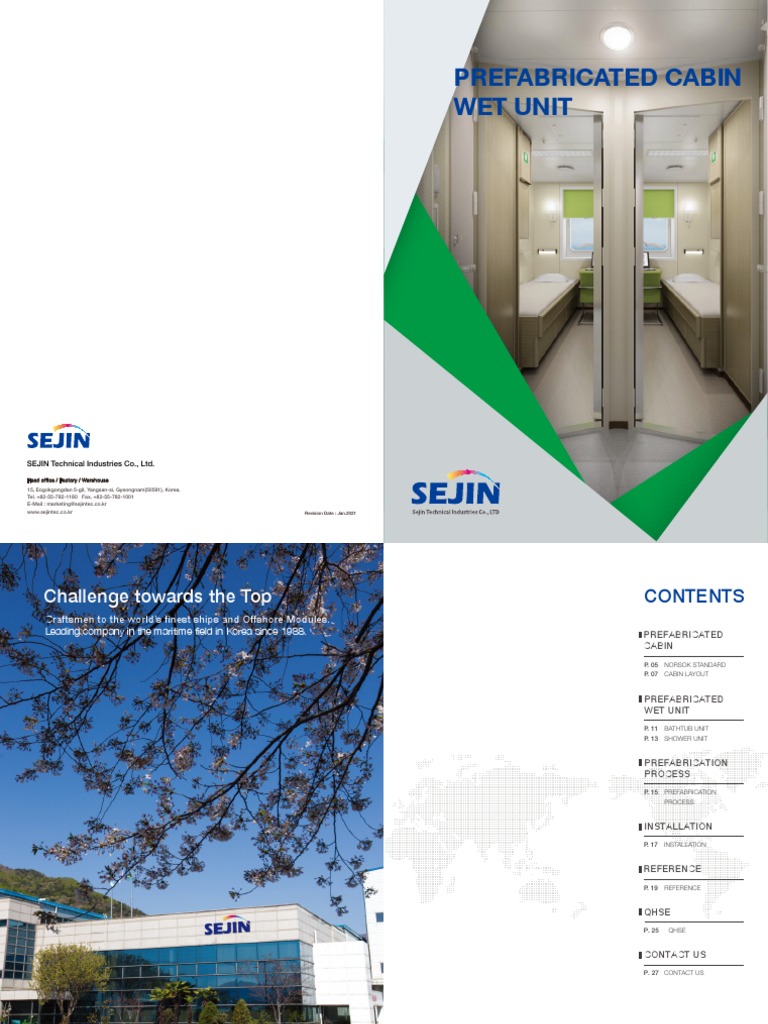 Sejin Prefabricated Cabin Overview | PDF | Shower | Forklift